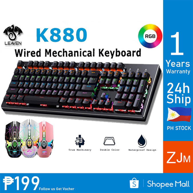 Mechanical Gaming Keyboard 104 Keys RGB LED Rainbow Backlit Wired ...