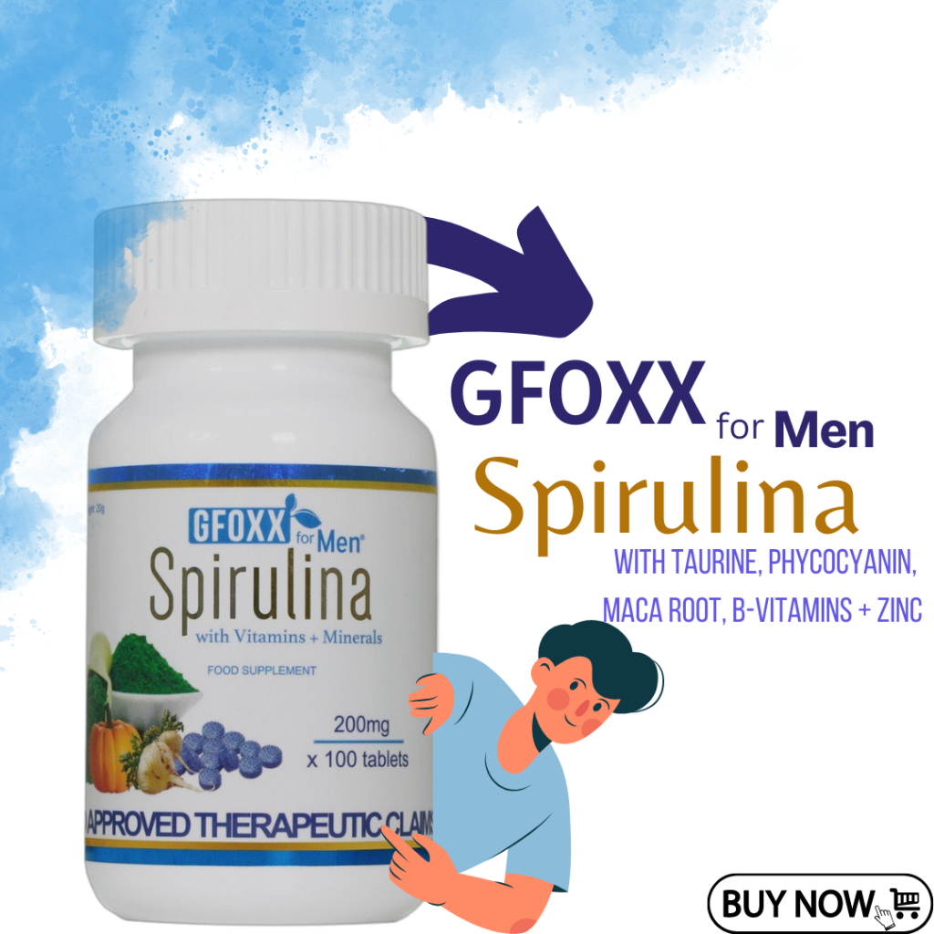ALL NEW GFOXX SPIRULINA FOR MEN 200mg x 100Tablets with Vitamins ...