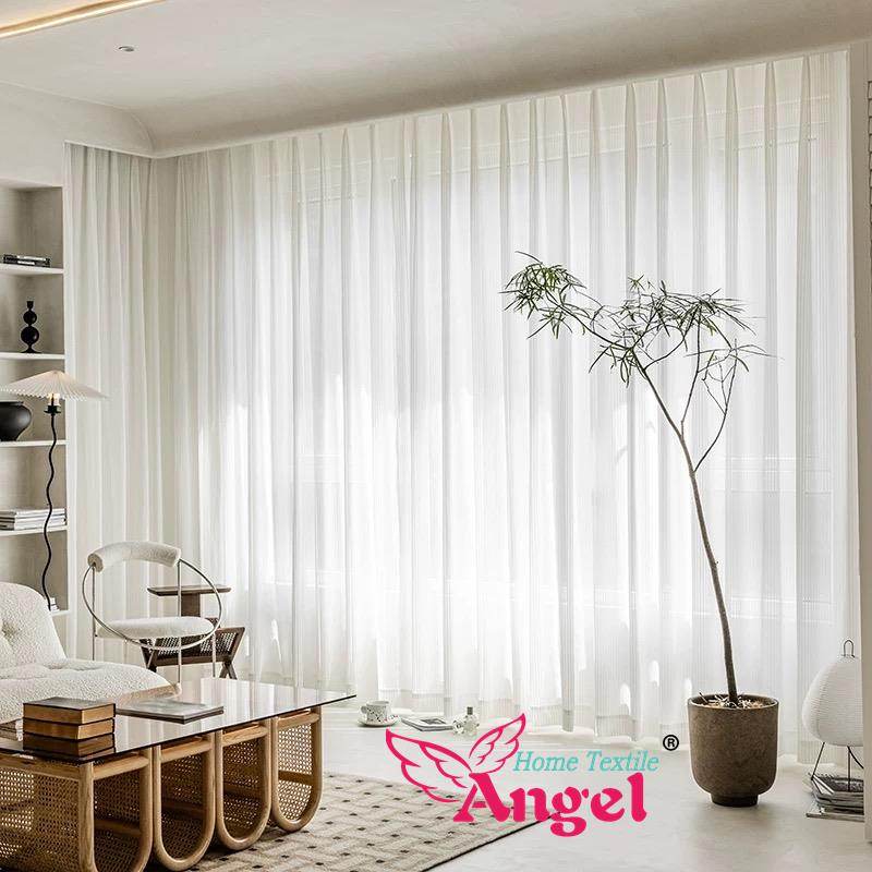 White Transparent Curtains For Living Room Tulle Striped Vertical Veil ...