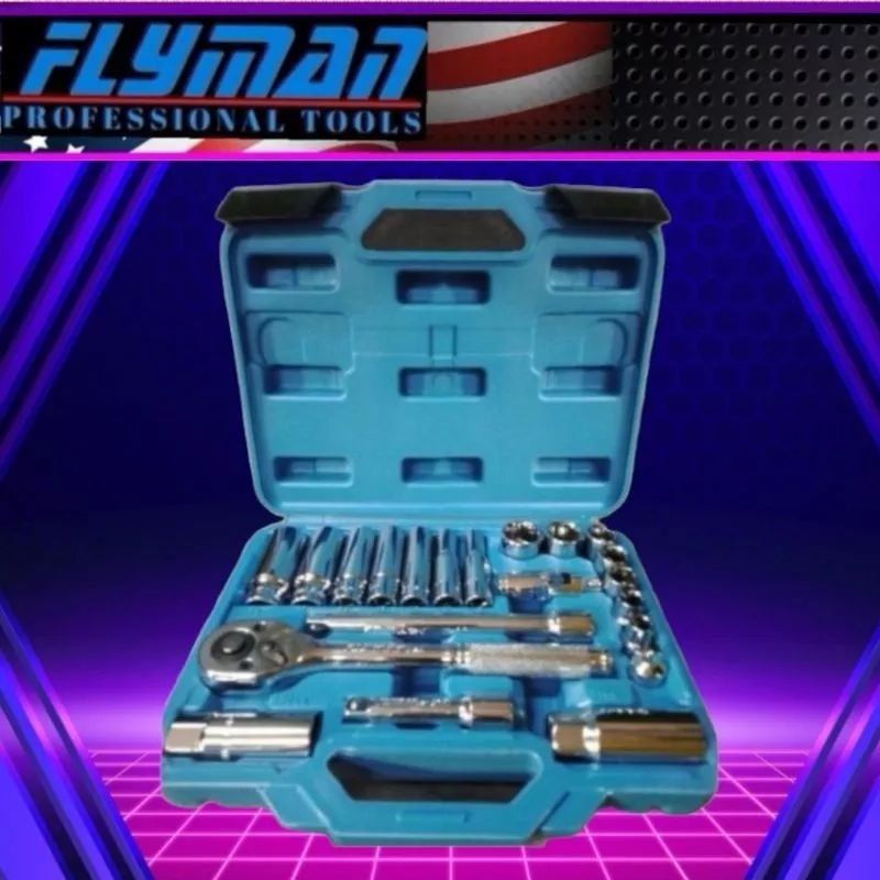 21pcs Socket ⅜ drive wrench set original flyman heavy duty size 1/2 ...