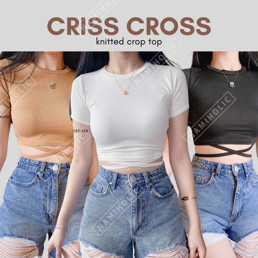 Namiholic Criss Cross Ex Top Crop Top I Knitted Fabric I XS to SMALL ...