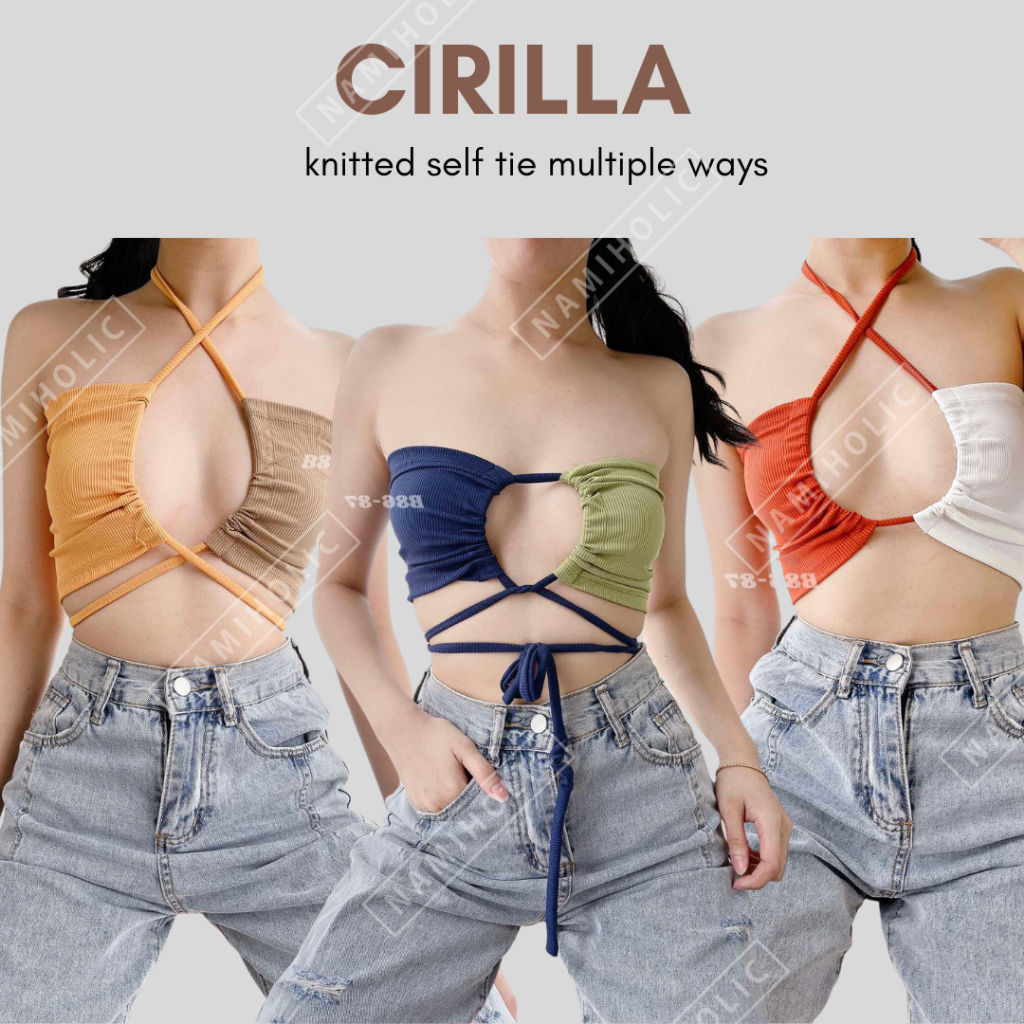 Namiholic Cirilla Knitted Self Tie Multiple Ways Crop Top | Shopee Philippines