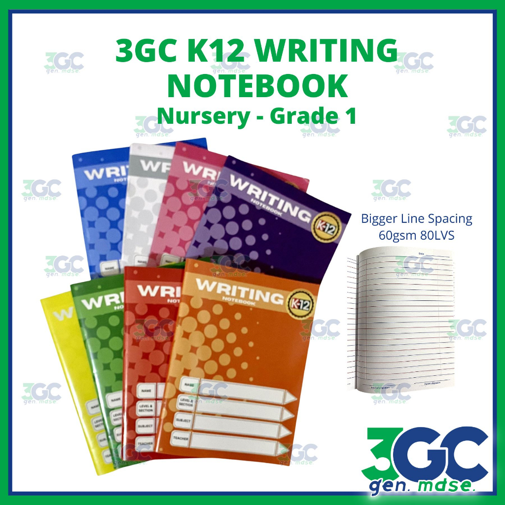 3GC K-12 Writing Notebook BIGGER SIZE (size 6.25"x8.5") | Shopee ...
