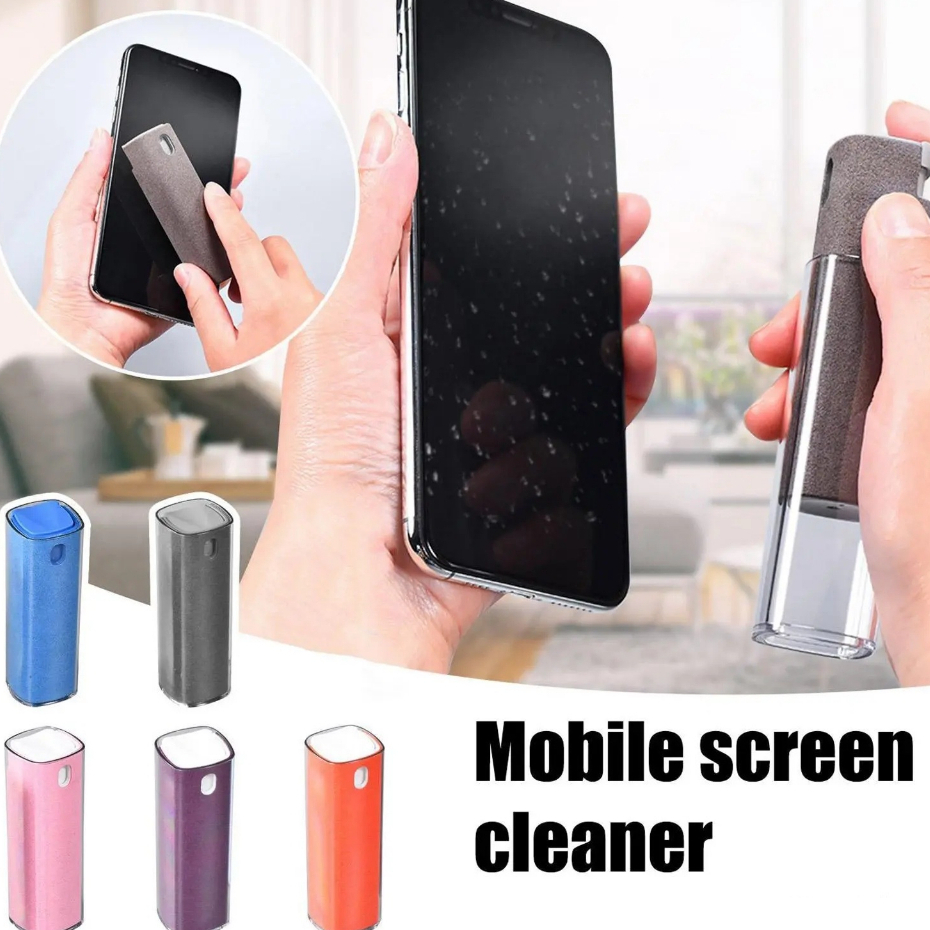 2 in 1 Mobile Gadget Screen Cleaner Mist Spray Wipe Soft Microfiber ...