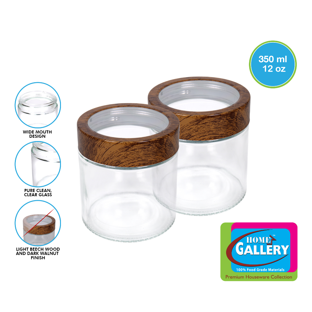 Home Gallery HG-C04-350 Glass Canister 350ml 2Pcs | Shopee Philippines