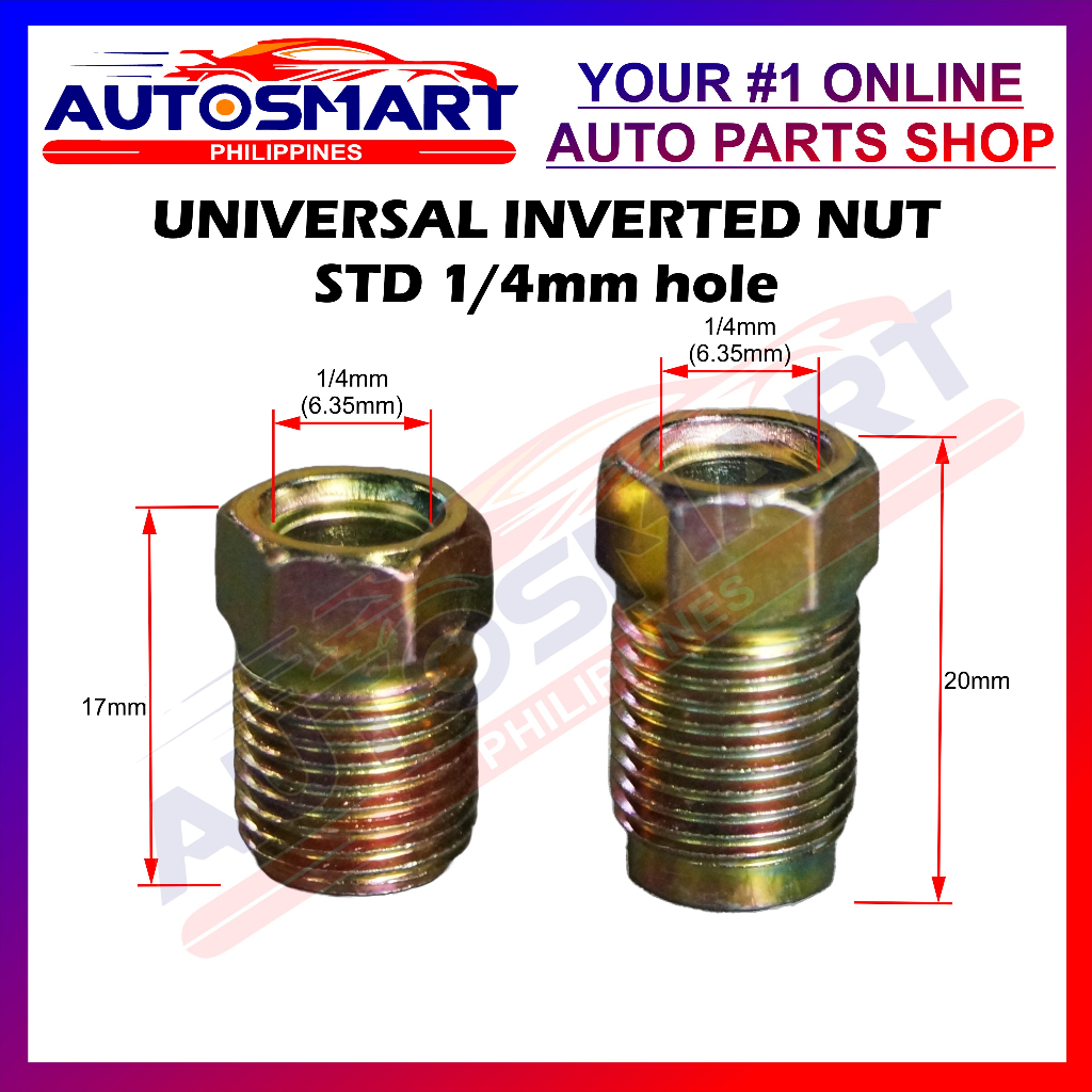 UNIVERSAL INVERTED NUT 1/4(6.35mm hole) x 17mm SHORT & 1/4mm(6.35mm ...
