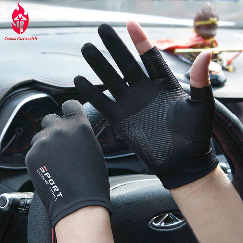 1Pair Two Finger Racing Motorcycle Bike Gloves Ice Silk Non-Slip ...