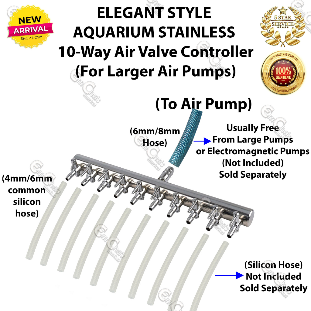 Stainless 10-Way Air Controller Valve for Silicone Air Hose Splitter ...