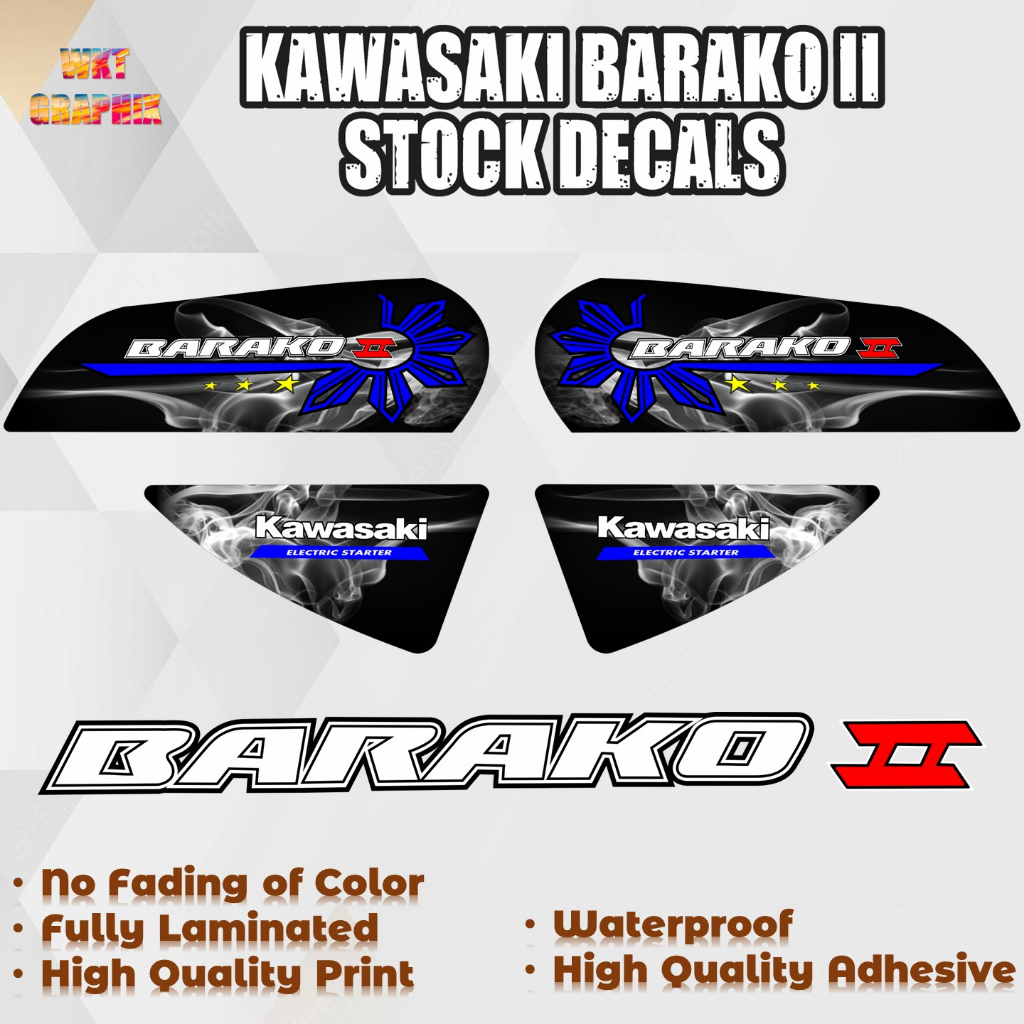 Kawasaki Barako 2 Motorcycle Stock Decals, Laminated, Waterproof ...