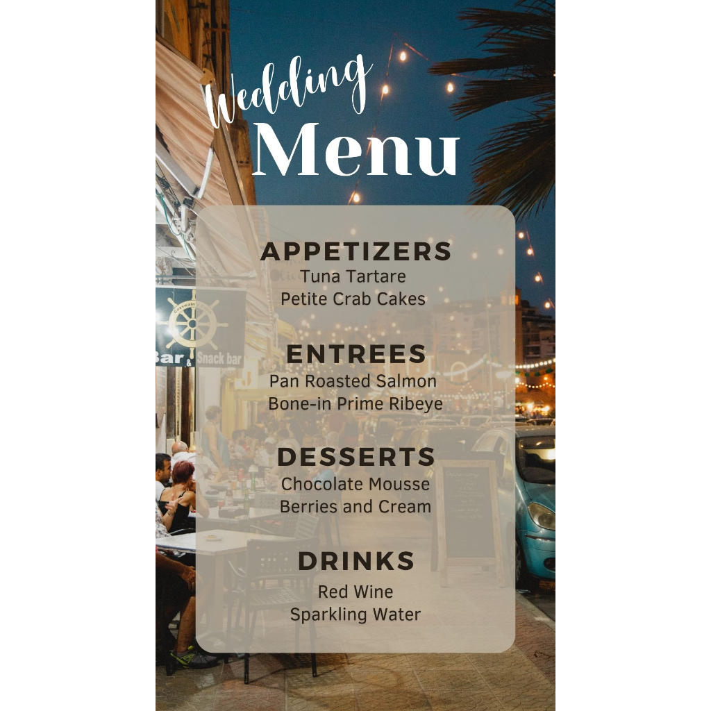 10 pcs Wedding Menu Card Reception Birthday Restaurant Event Menu Cards ...