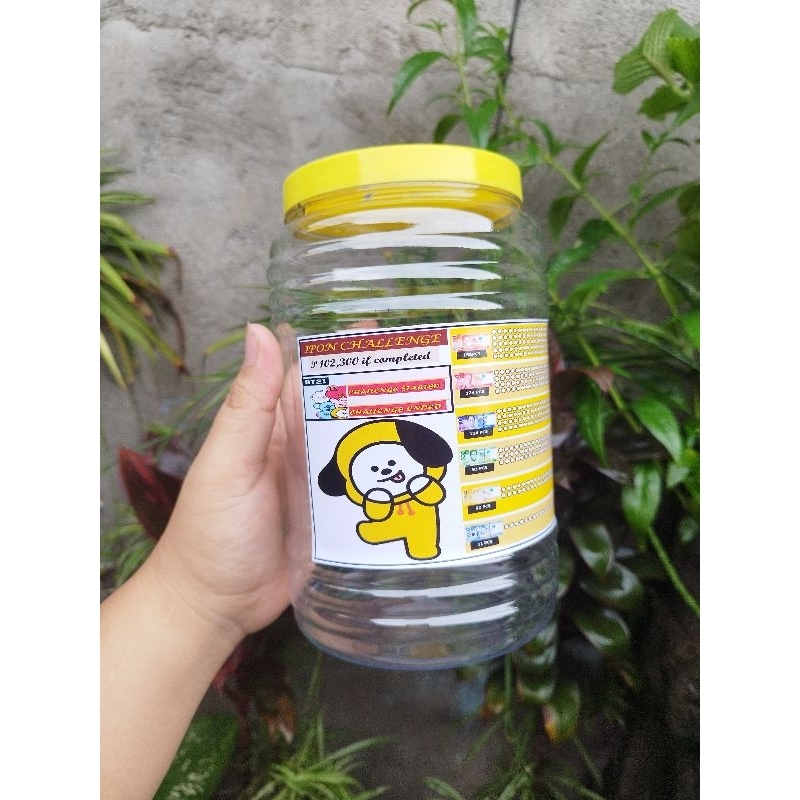 BT21 ALKANSYA IPON CHALLENGE (coins bank) transparent clear plastic jar ...
