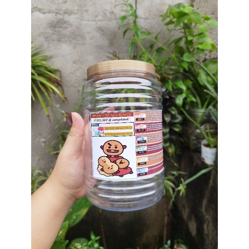 BT21 ALKANSYA IPON CHALLENGE (coins bank) transparent clear plastic jar ...