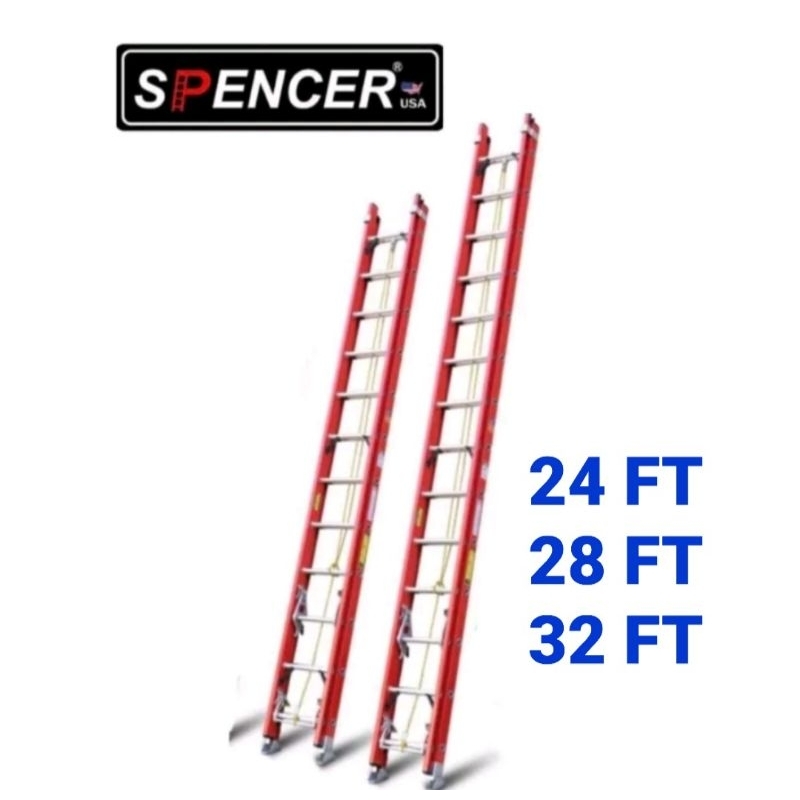 SPENCER USA FIBERGLASS INDUSTRIAL EXTENSION LADDER WITH DOUBLE LOCK 24 ...
