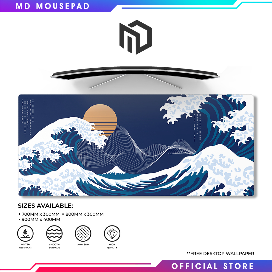 MD Mousepad | Kanagawa Wave Blue | Extended Large Gaming Mouse pad ...