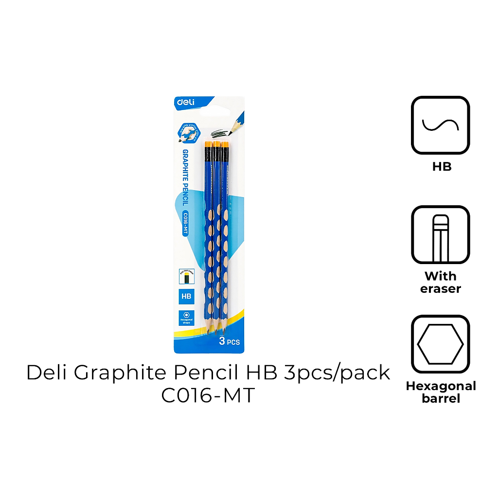 Deli C016-MT Graphite Pencil HB 3pcs/pack | Shopee Philippines