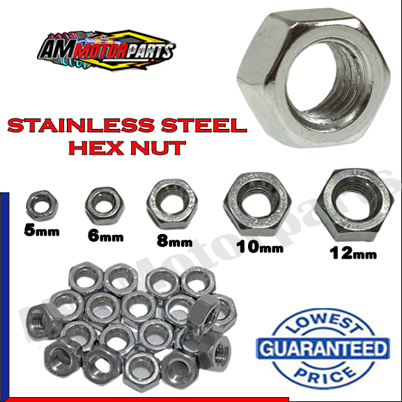 STAINLESS HEX NUT (5mm,6mm,8mm,10mm,12mm) | Shopee Philippines