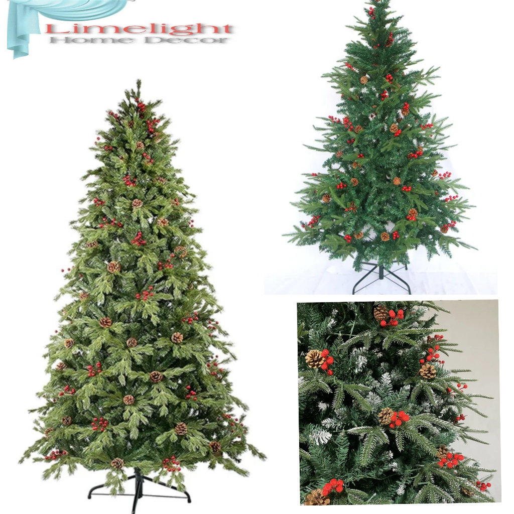 (7ft-8ft) New Christmas Tree w/ Berries Metal frame Flowering tree ...