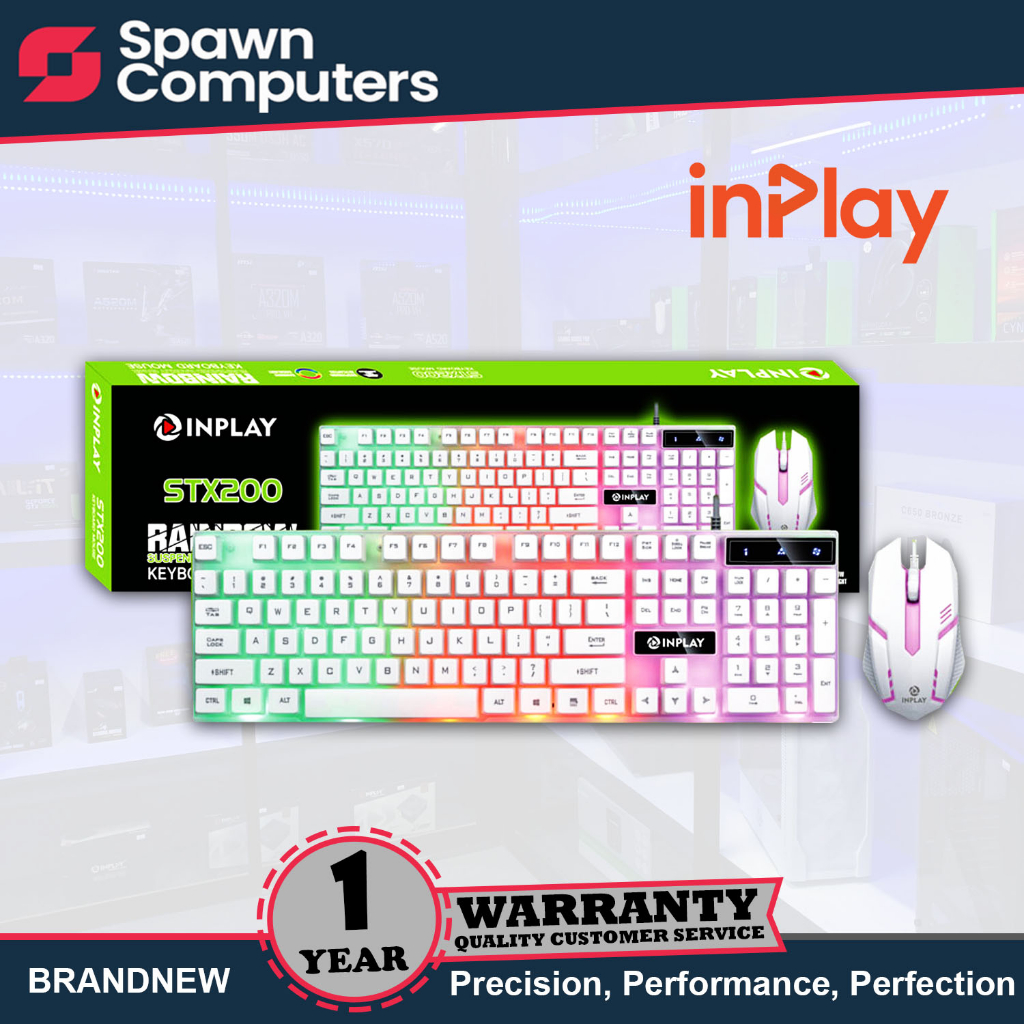 Inplay Stx200 2 In 1 Set Keyboard Rainbow Rgb Suspended Backlit Gaming ...