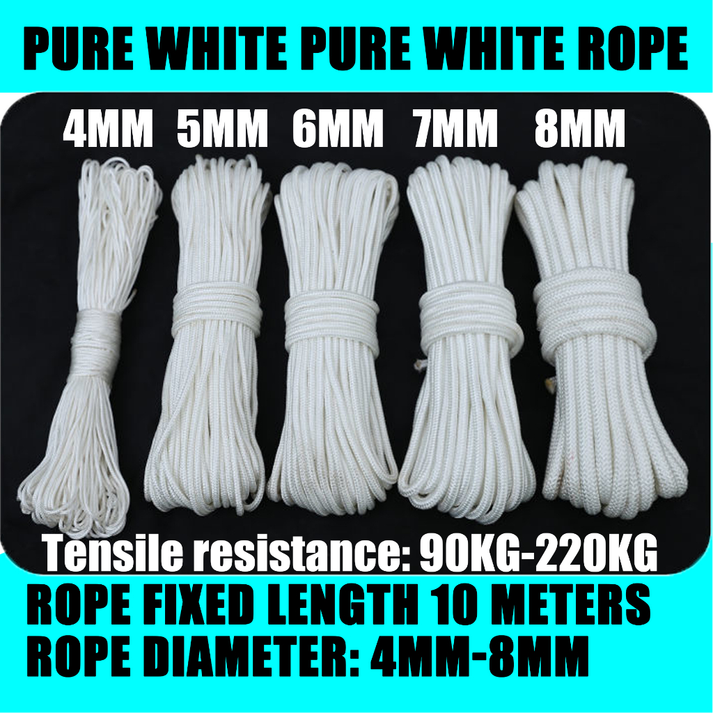 1 roll 10/20Meters 4mm-8mm Pure white braided rope Multifunctional nylon rope | Shopee Philippines