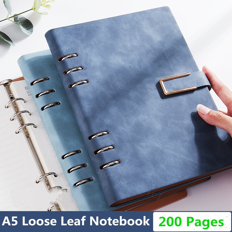 Leather Refillable Refill Notebook loose-Leaf Binder Magnetic Buckle ...