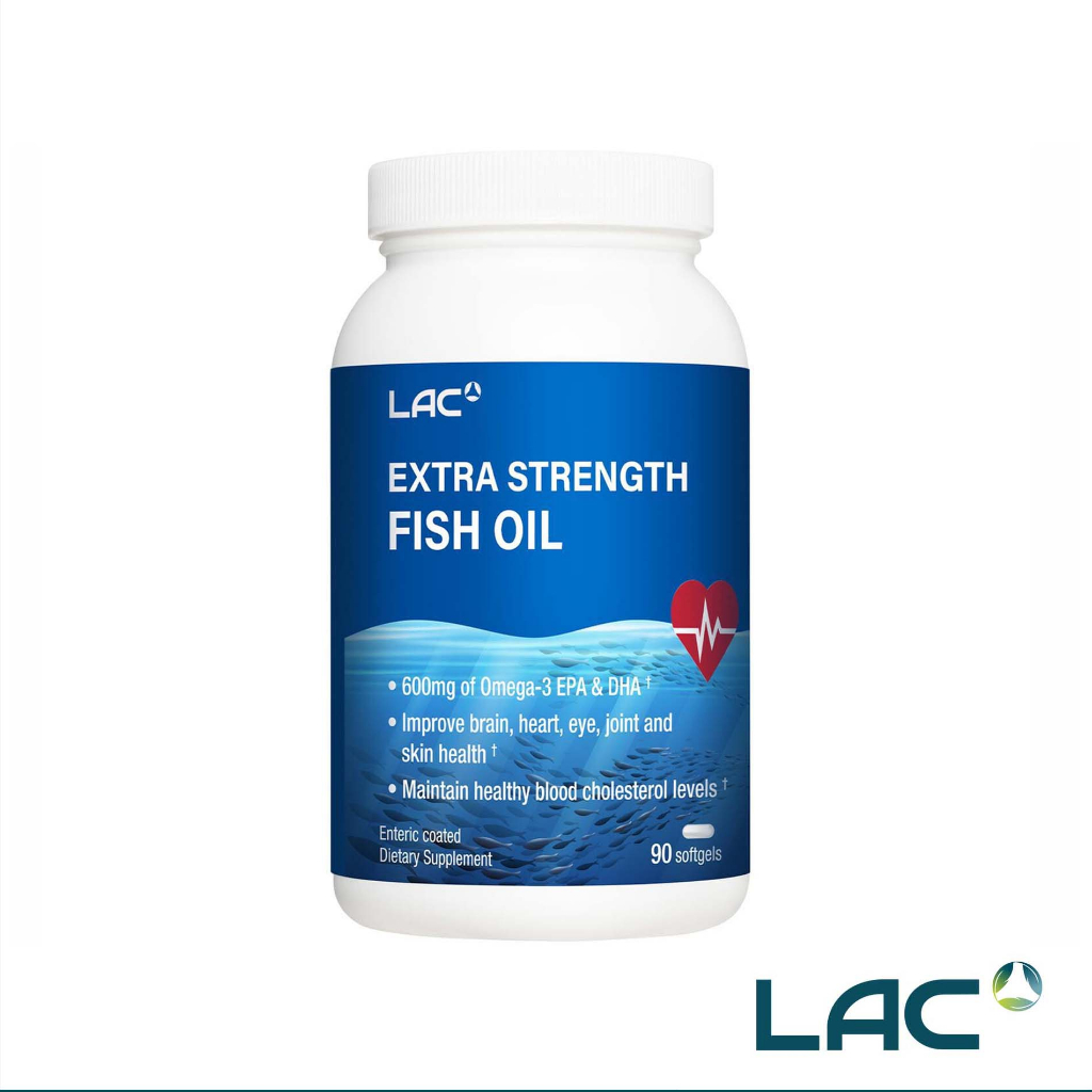 LAC Extra Strength Fish Oil 1000 90 Softgels - Heart, Brain, & Eye ...