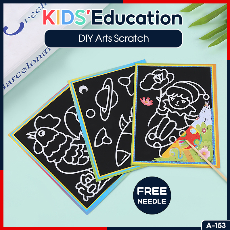 Cartoon Cute Scraping Papers Kids Creative DIY Scratch Drawing Colorful ...
