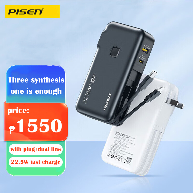 PISEN Quick 2 in 1 Battery 10000mAh Powerbank USB Type-C Output Fast ...