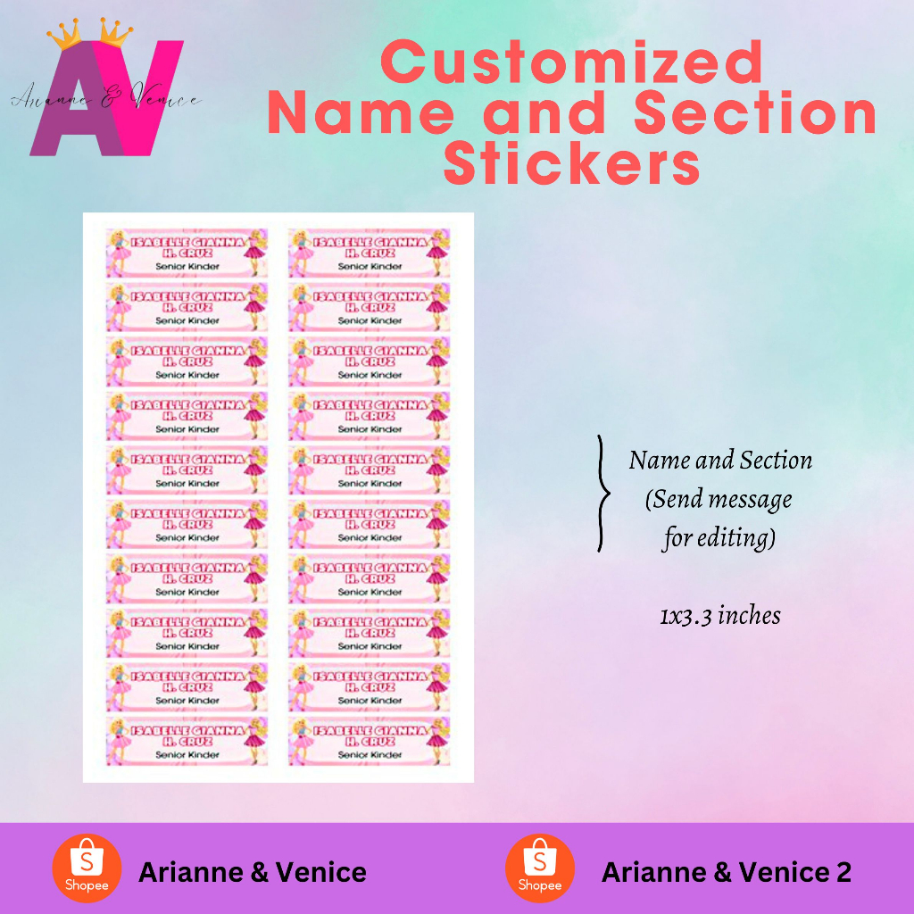 40 pcs Subject Stickers for Kids Name Stickers for Students Customized ...