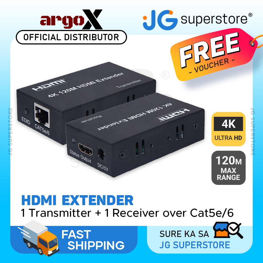 ArgoX 4K 60m / 100m /120m HDMI Extender Transmitter Receiver w/ CAT5e/6, Ethernet LAN Port ...