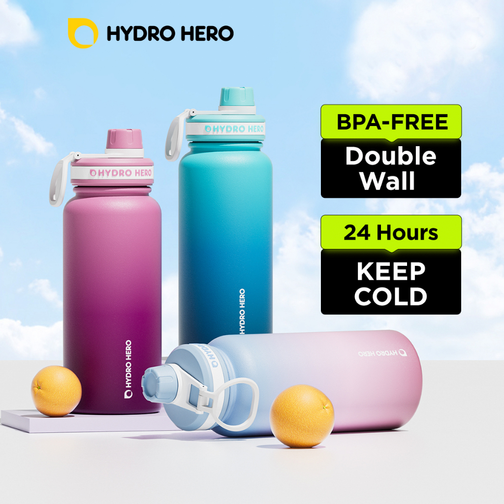 HydroHero Insulated Flask Tumbler Water Bottle Stainless Steel Vacuum Hot And Cold 22/32/40oz ...