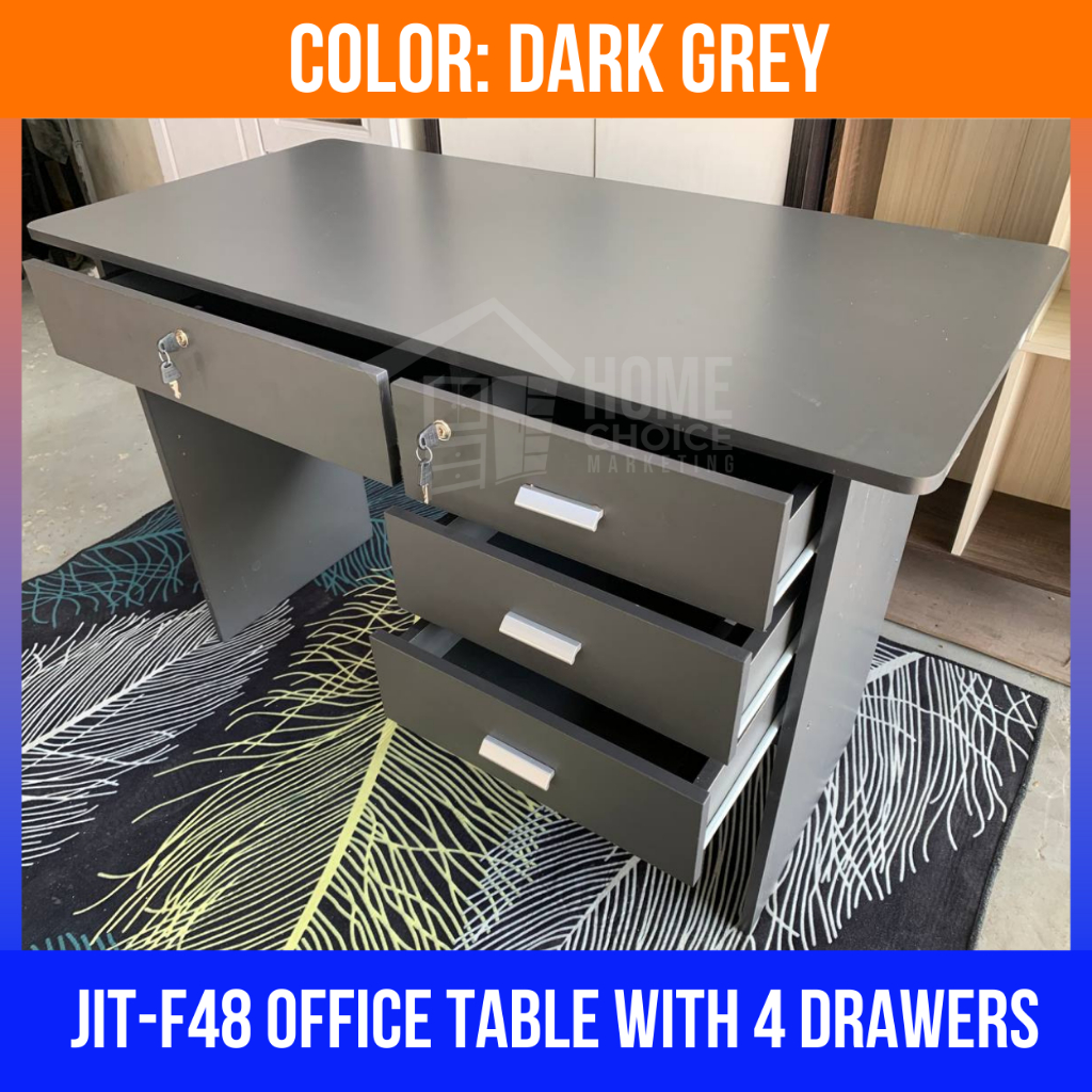 [BEST SELLER] JIT-F48 PRO OFFICE TABLE WITH 4 DRAWERS (WENGE/DARK GREY ...