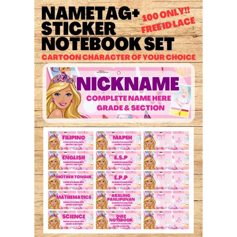 A&J Customized Nametag and Subject Sticker Set Laminated Nameplate ...