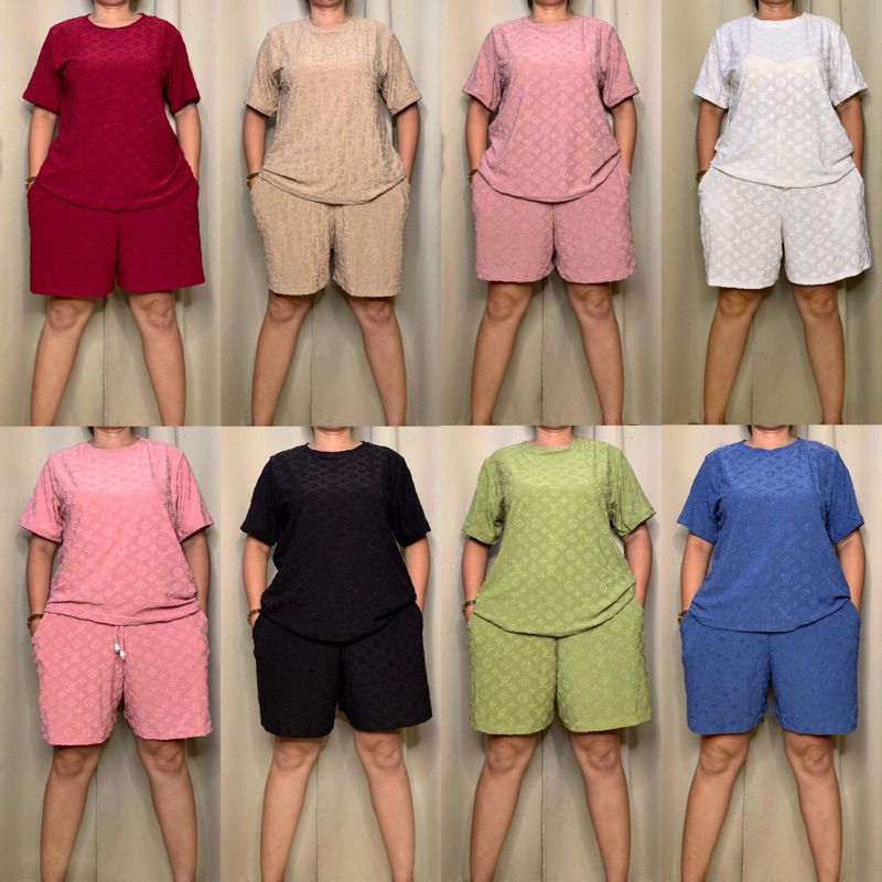 PLUS SIZE YAYAMANIN EMBOSSED COTTON TERNO SHORT | Shopee Philippines