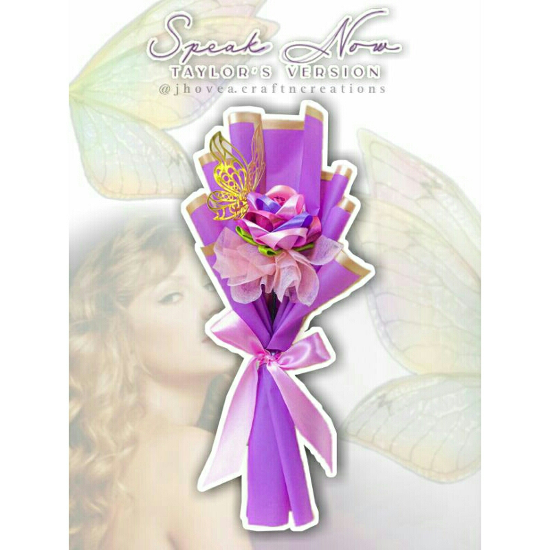 Taylor Swift " SPEAK NOW " inspired fabric ribbon rose single boquet ...
