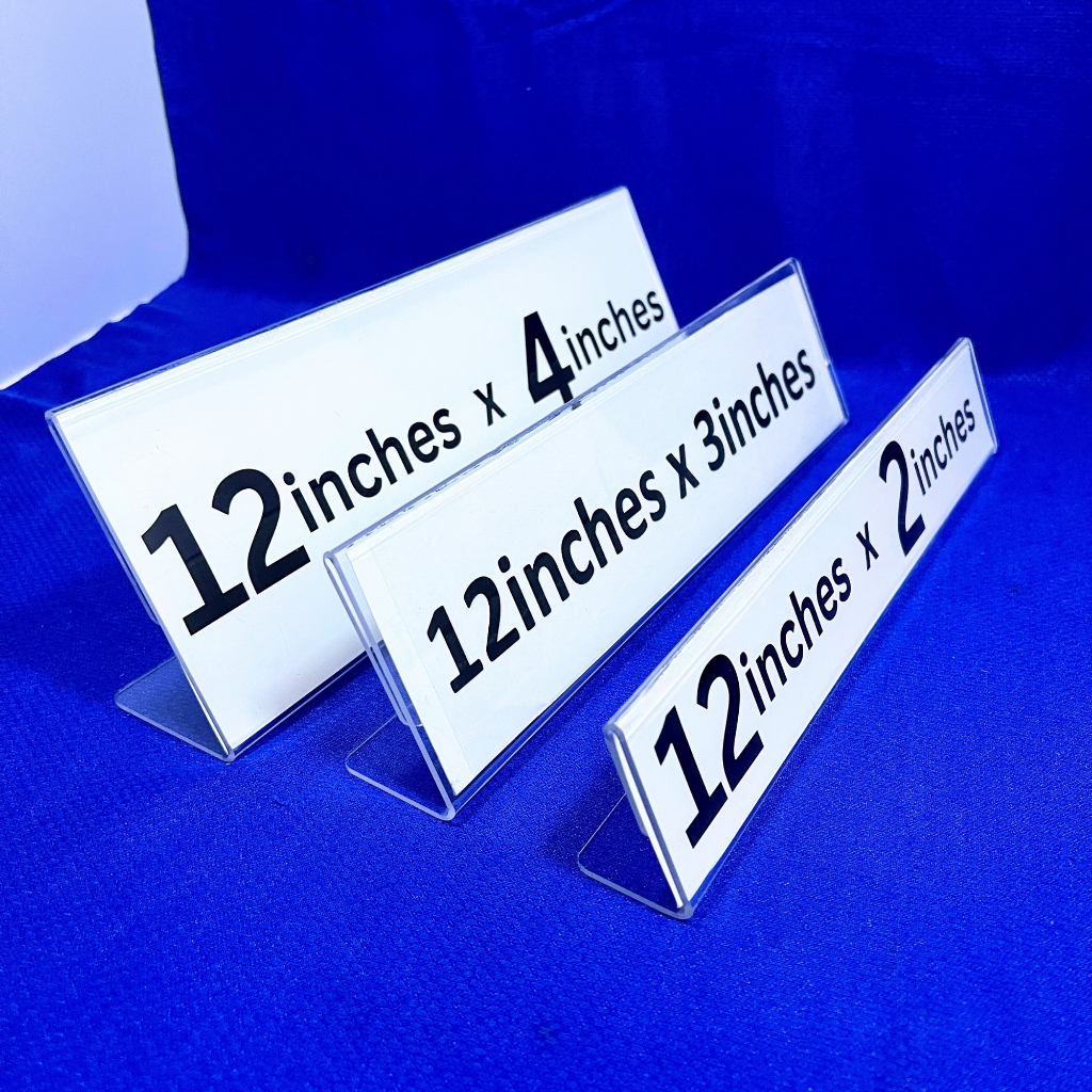 Clear Acrylic Stand SLANT style [12" length]Table Name Sign Holder ...