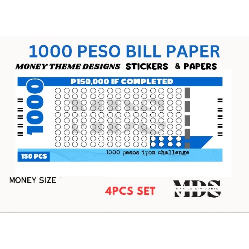 Peso Bills Ipon Challenge Chart Paper Labels & Sticker Money Organizer ...