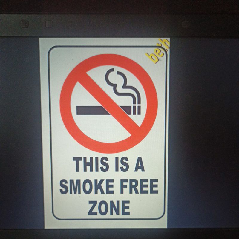 This is a Smoke Free Zone Portrait Signage A4 Size PVC (Hard Plastic ...