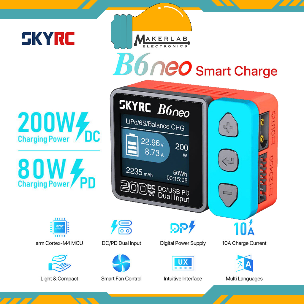 SkyRC B6 Neo Smart Charger with DC/PD Dual DC 200w PD80W 80W LiPo ...
