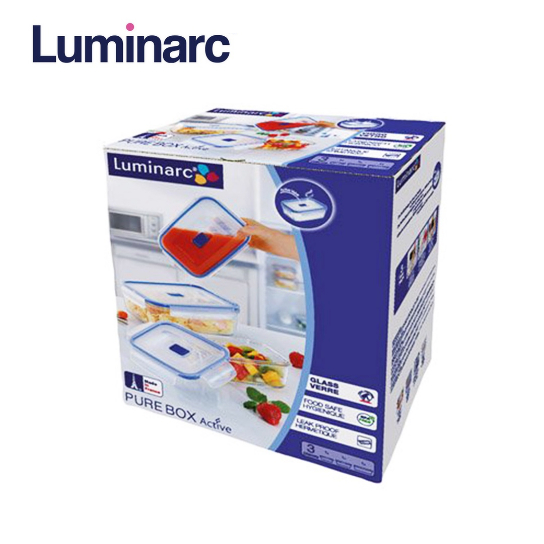 Luminarc Pure Box 3pcs Square Glass Food Keeper Storage Set(I will not ...