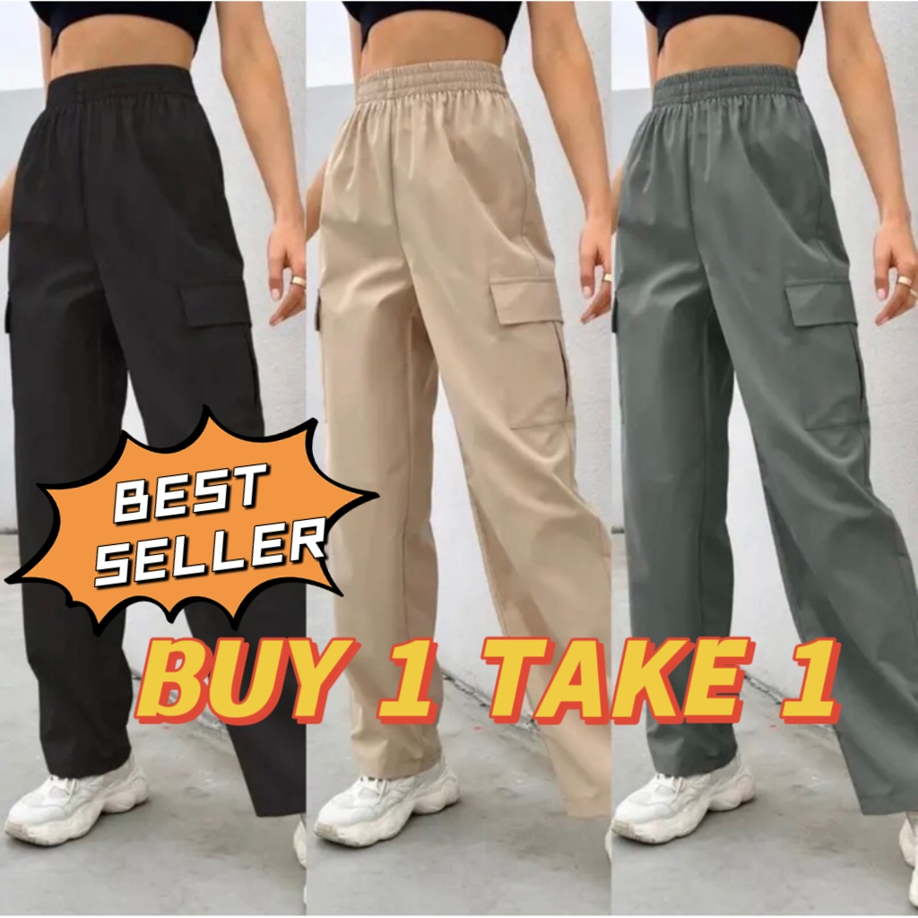 BUY 1 TAKE 1 Cargo Pants/Taslan Fabric Jogger Pants with 2 pocket Free ...