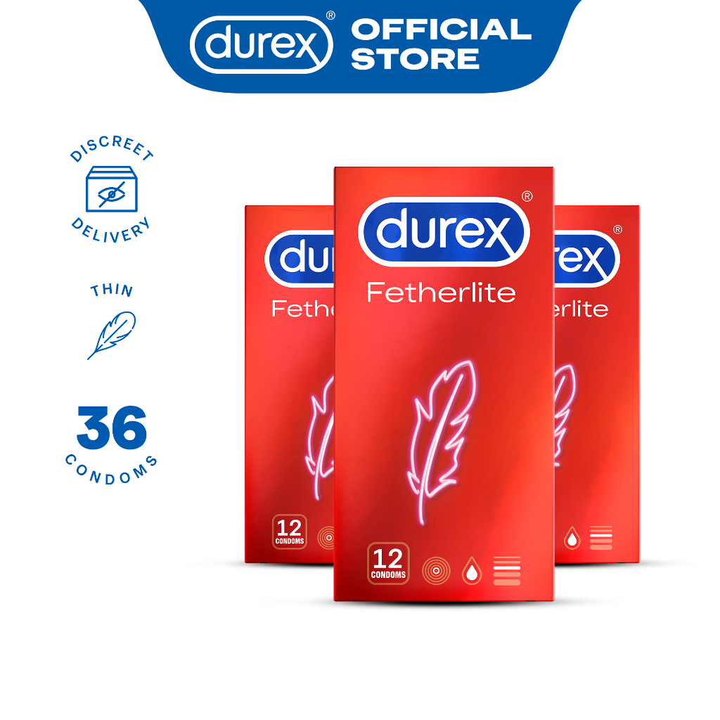 Durex Fetherlite Thinner Lubricated Condoms 3s (Set of 12 - 36 Condoms ...