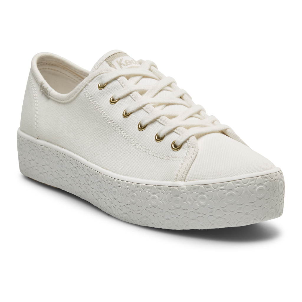 Women's Triple Kick Cnvs Emboss Foxing Snow White Sneakers (WF67032 ...