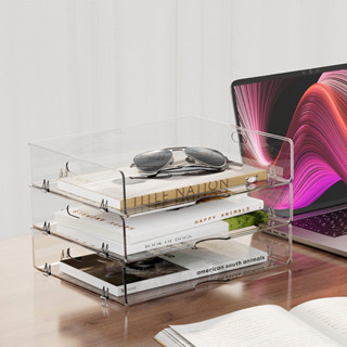 Acrylic U-shaped Stackable Desk Organizer File Bond Paper Rack ...