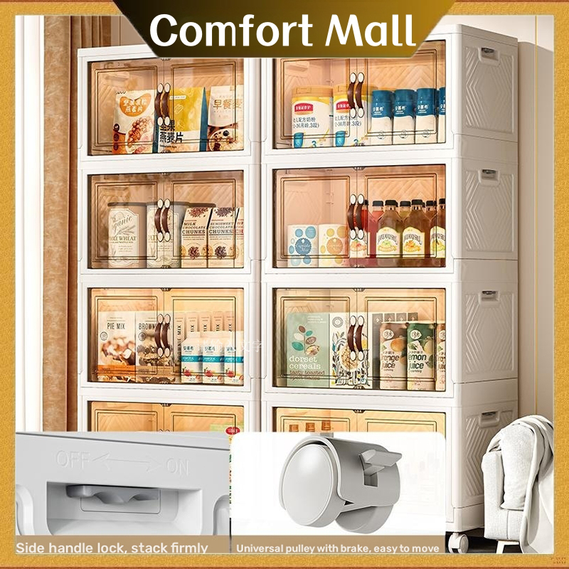 Transparent Double Doors Foldable Storage Box Organizer Snack Storage ...