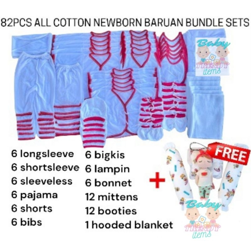 82pcs Set Of Cotton Newborn Baby Baruan with Free 3in1 Pillow | Shopee ...