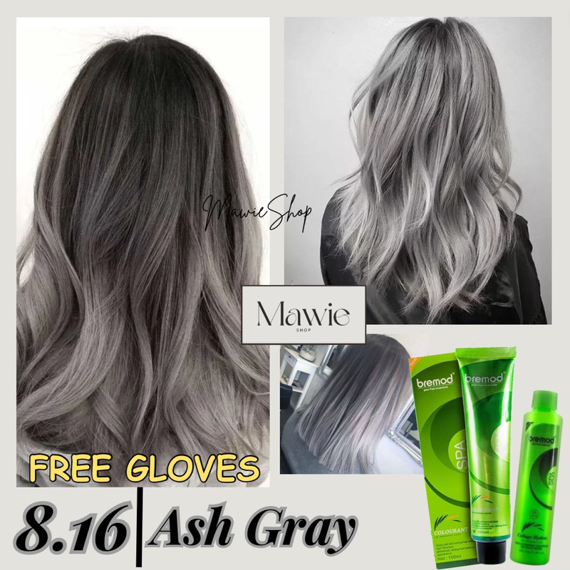 Bremod 8.16 Ash Gray hair color set with oxidizer 100ml (6%, 9% & 12% ...