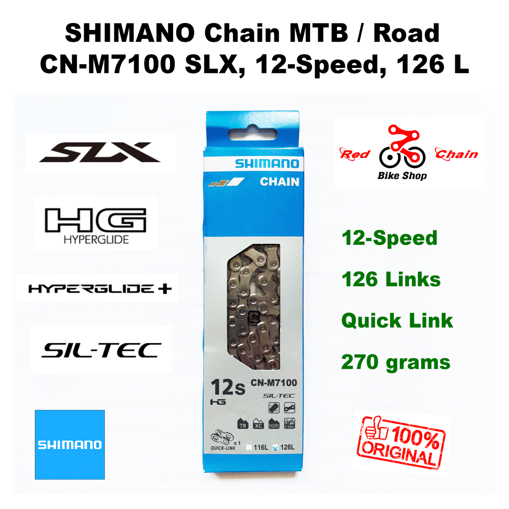 SHIMANO Chain CN-M7100 SLX / 105, 12-Speed, 126 Links + Quick Link for ...