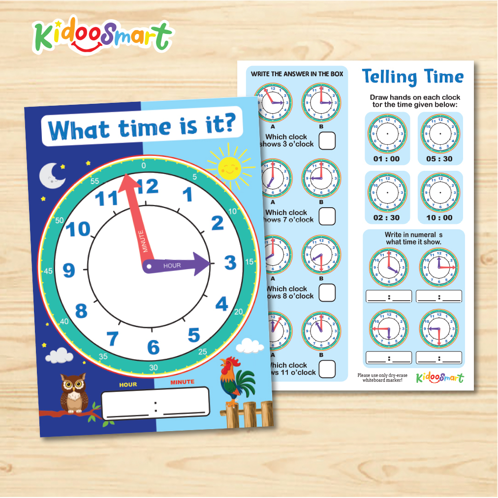 Learning Clock and Telling Time Early Educational Activity for Kids ...