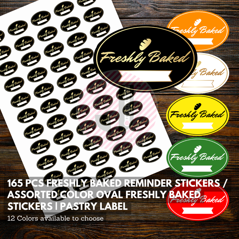 165 PCS Freshly Baked Reminder Stickers / ASSORTED COLOR OVAL FRESHLY ...