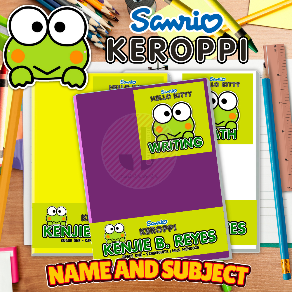 KEROPPI Design NAME AND SUBJECT NOTEBOOK STICKER LABELS | SANRIO ...